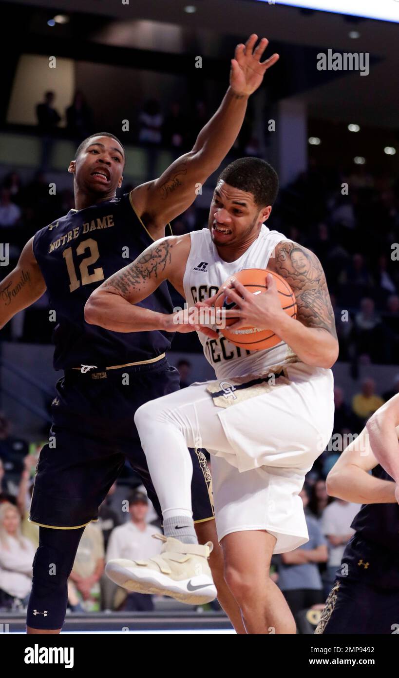 Georgia Tech guard Tadric Jackson (1) grabs a rebound against Notre ...