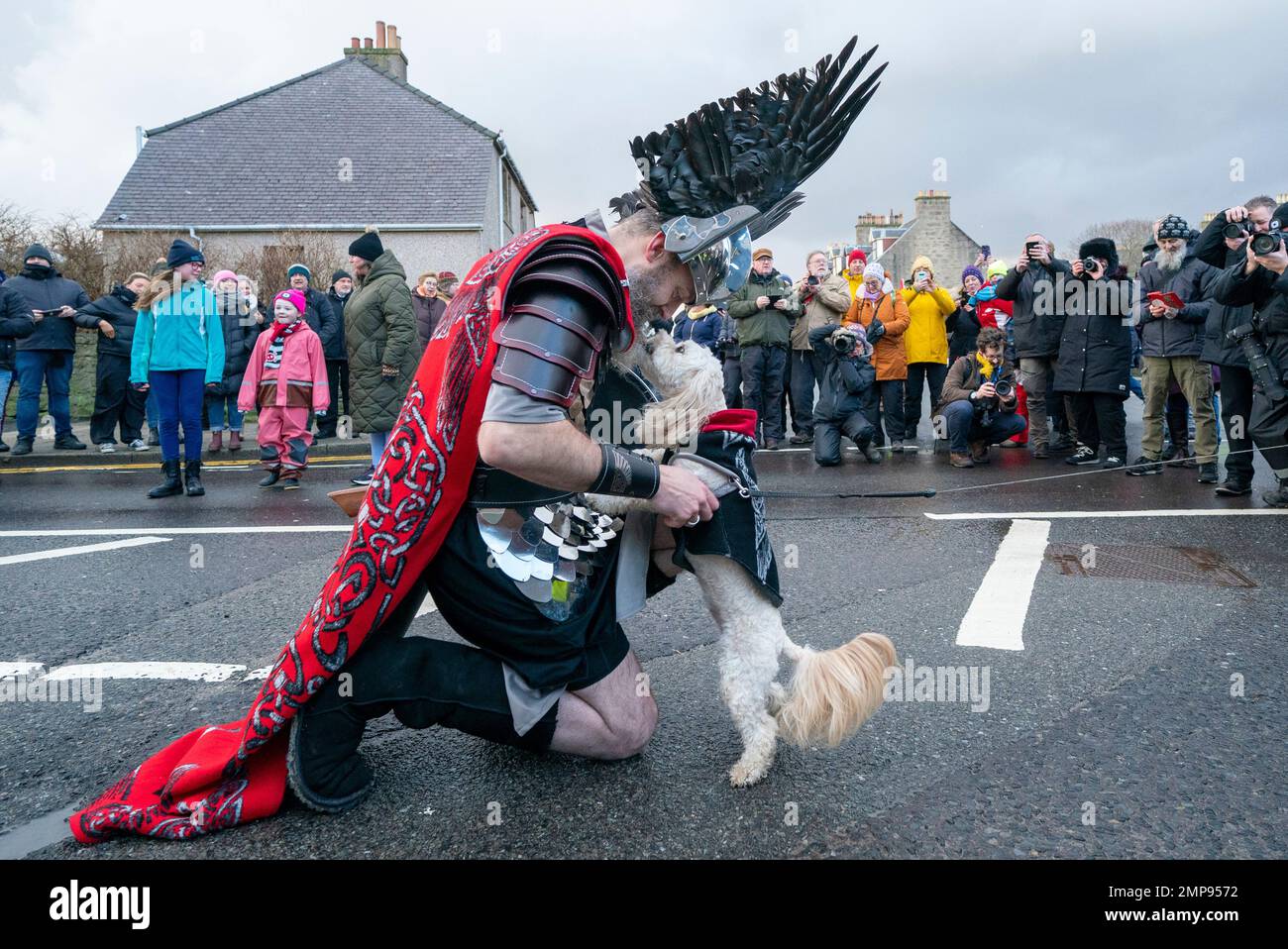 Guizer Jarl Neil Moncrieff with his dog Tayla as members of the Jarl ...