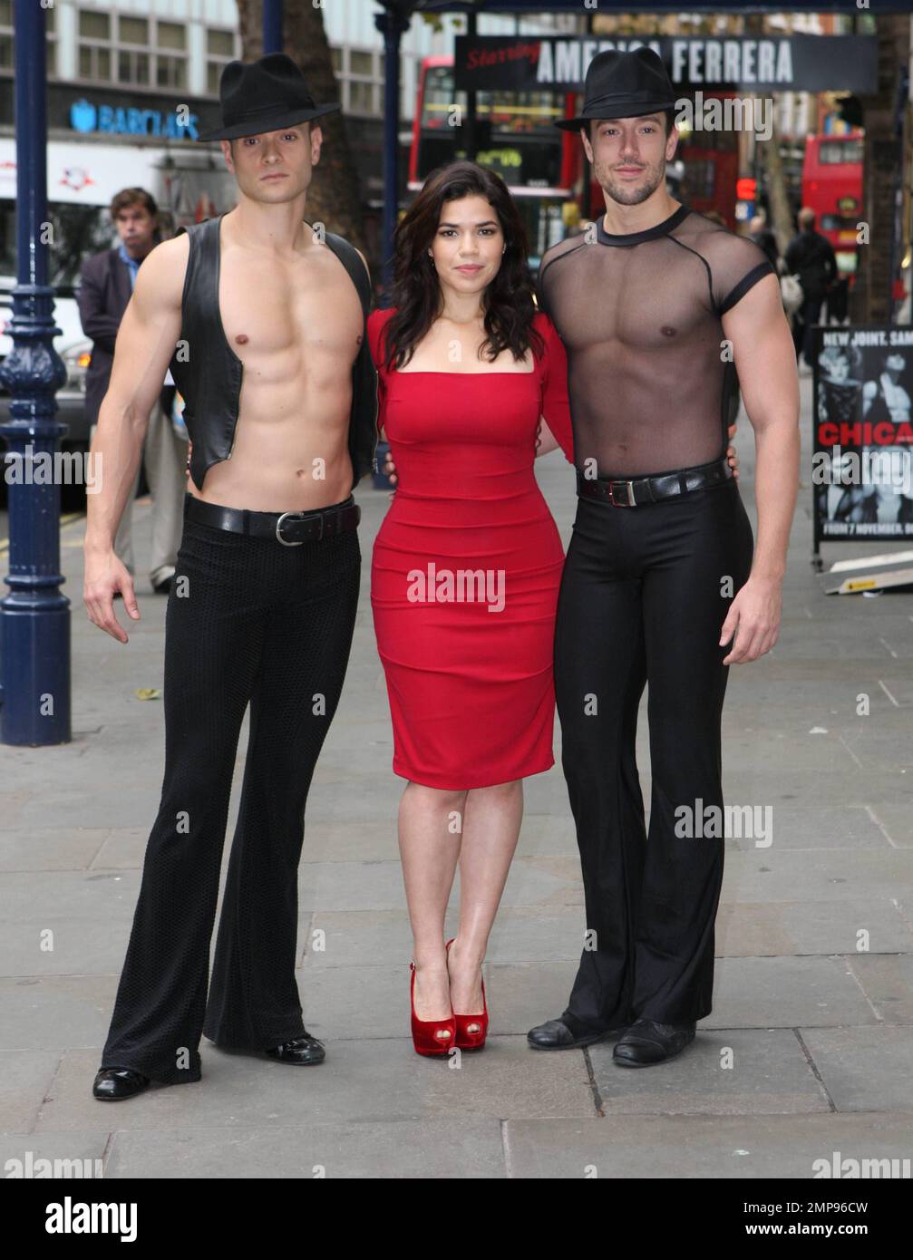 America Ferrera and Darius Denesh pose for photos outside the Garrick ...