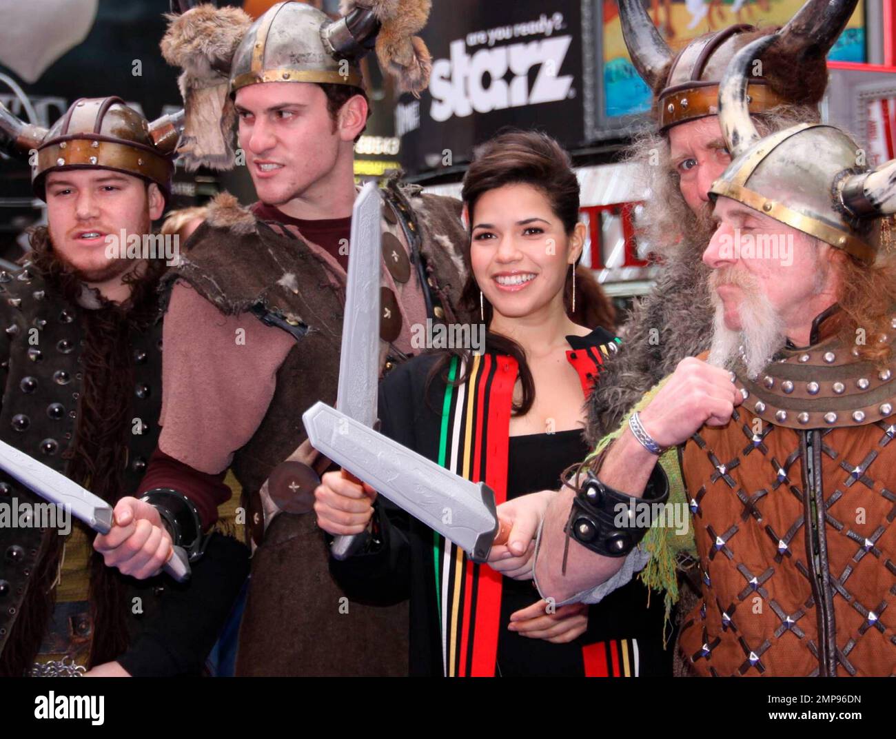 America Ferrera appears alongside a 40-foot replica Viking ship and ...
