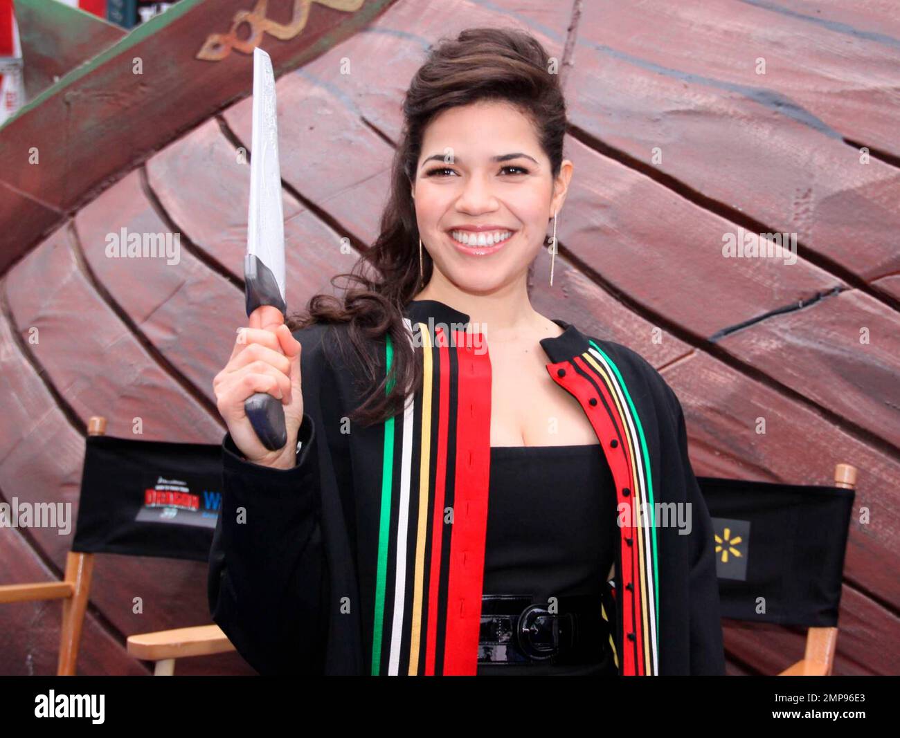 America Ferrera appears alongside a 40-foot replica Viking ship and ...