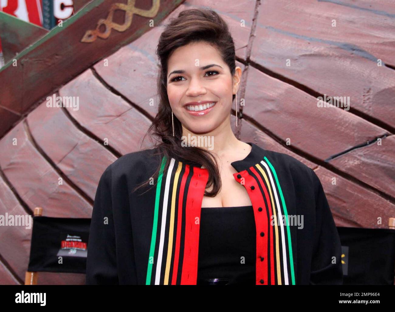 America Ferrera appears alongside a 40-foot replica Viking ship and ...
