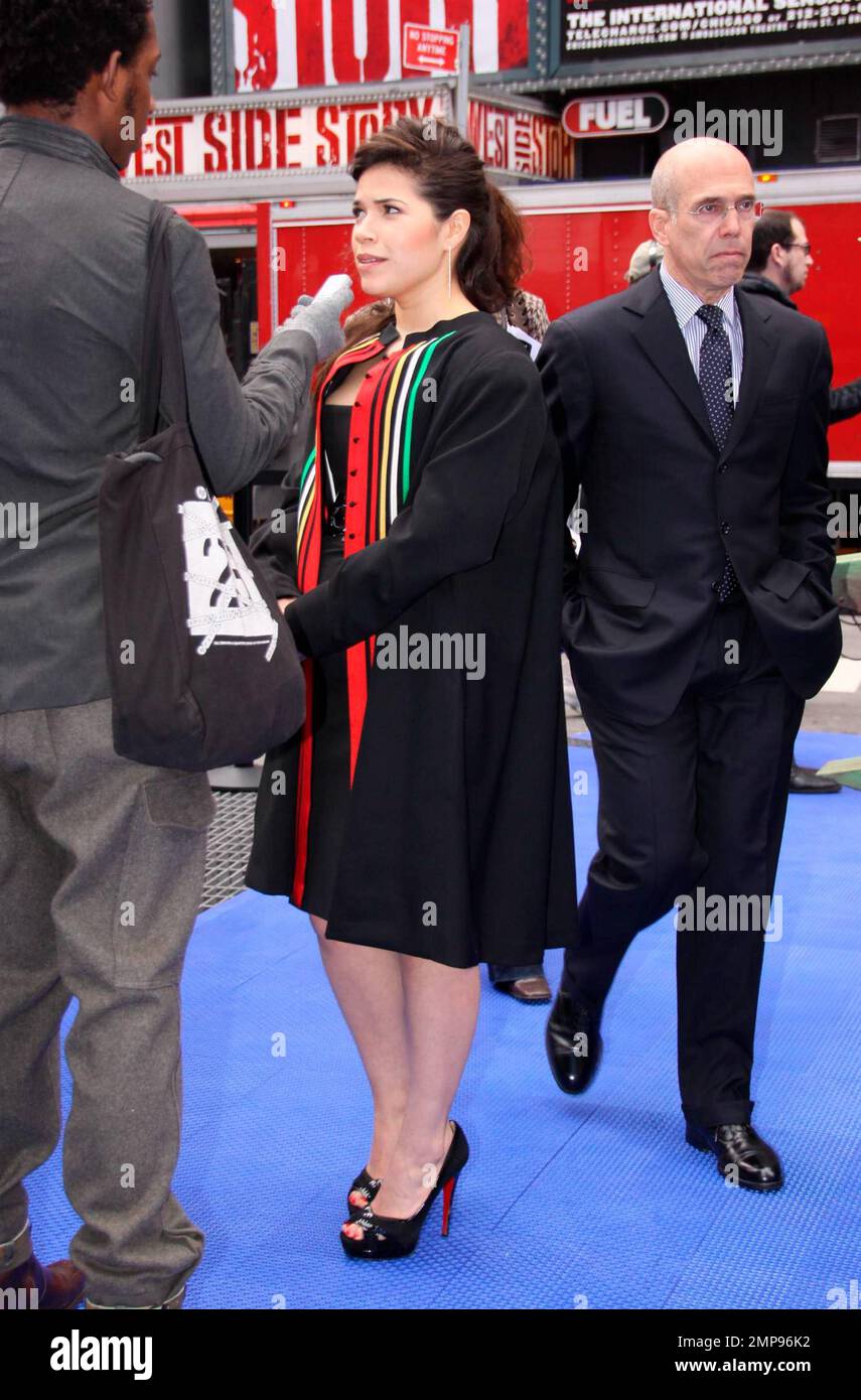 America Ferrera appears alongside a 40-foot replica Viking ship and ...