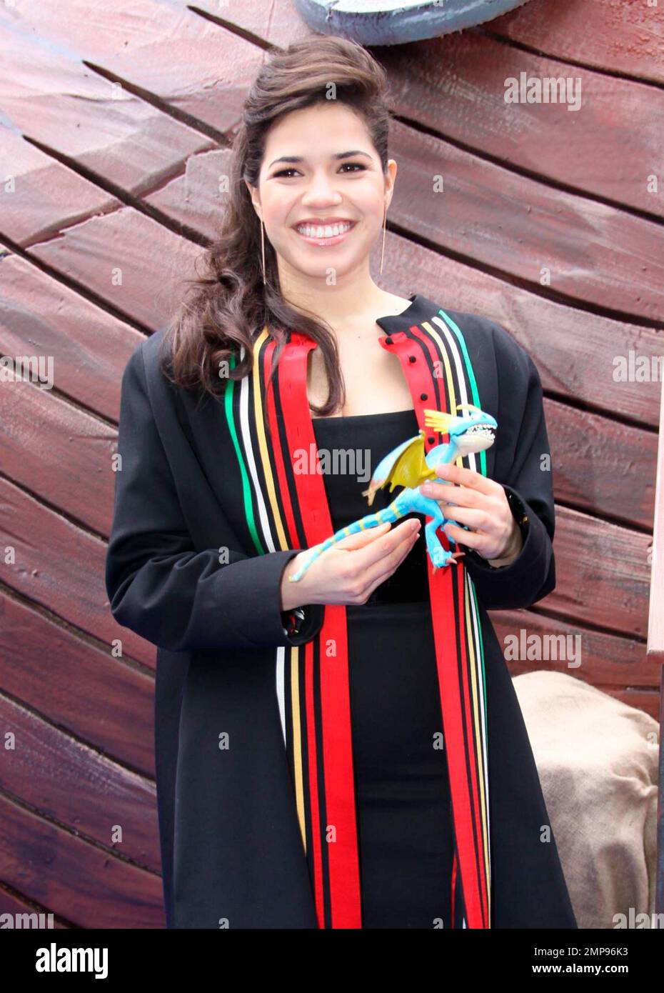 America Ferrera appears alongside a 40-foot replica Viking ship and ...