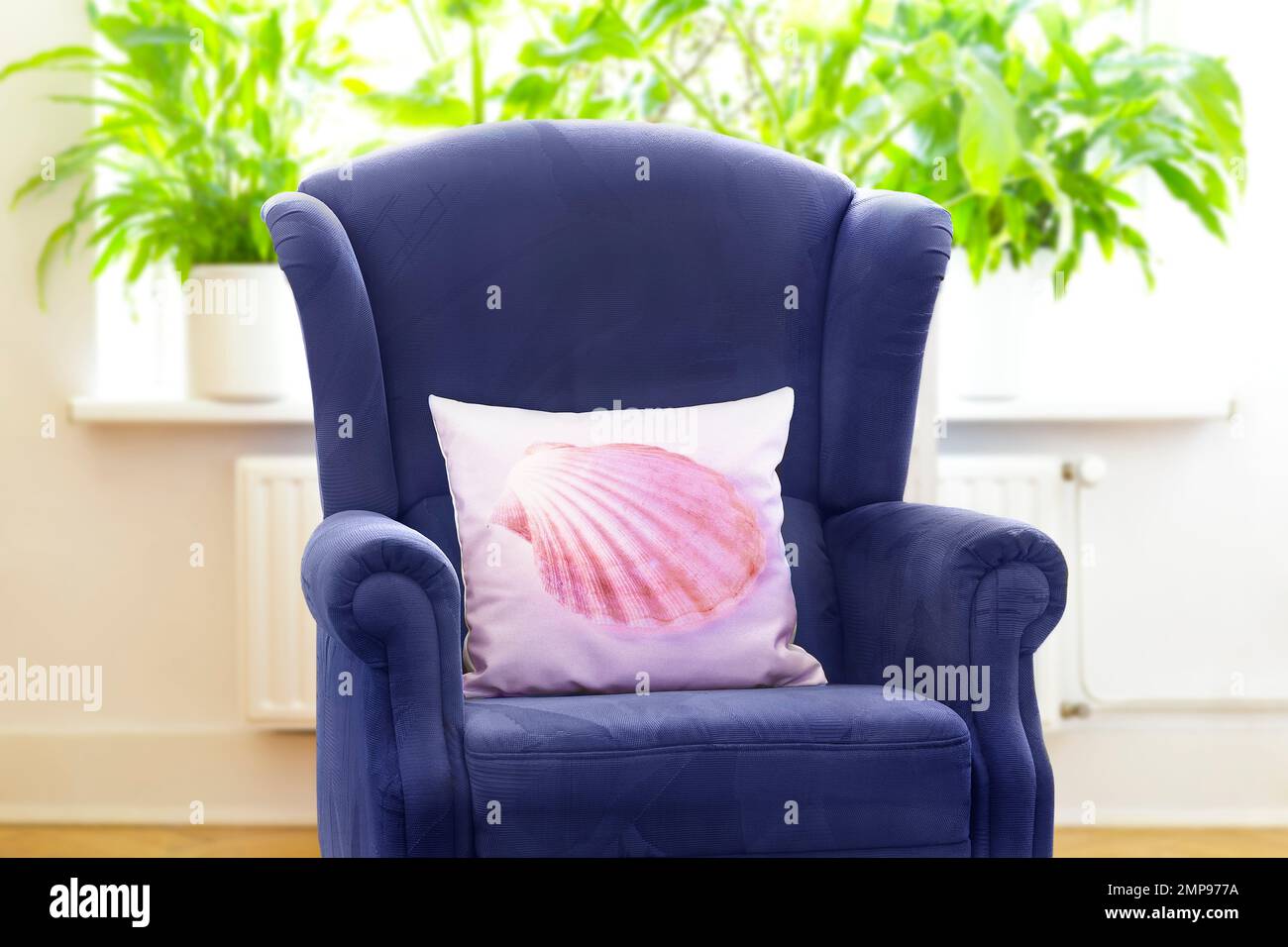 Customisable products concept: retro blue wingback chair with a ...