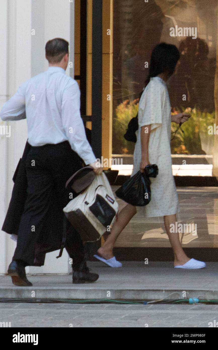 Actors prepare to shoot the asylum scenes on the set of "American ...