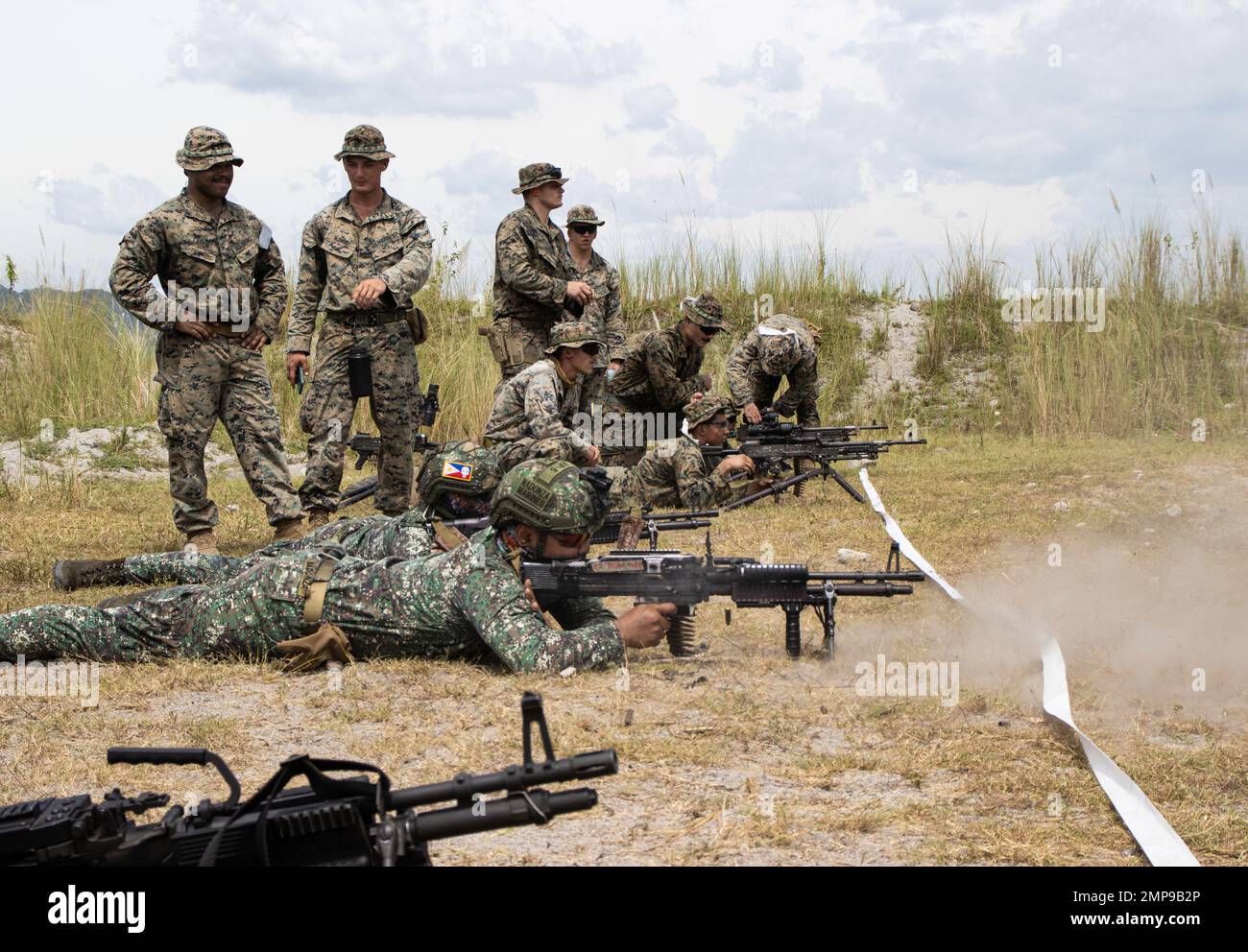 Philippine Marines fire a U.S. Marine Corps M240B medium machine for a ...