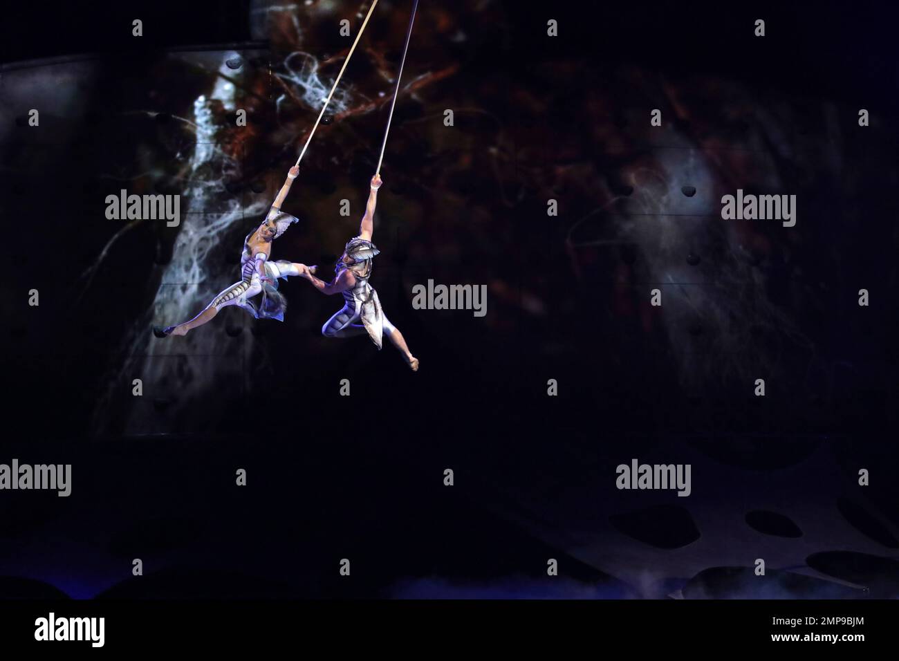 Acrobats from Cirque Du Soleil rehearse for the UK debut of their show ...