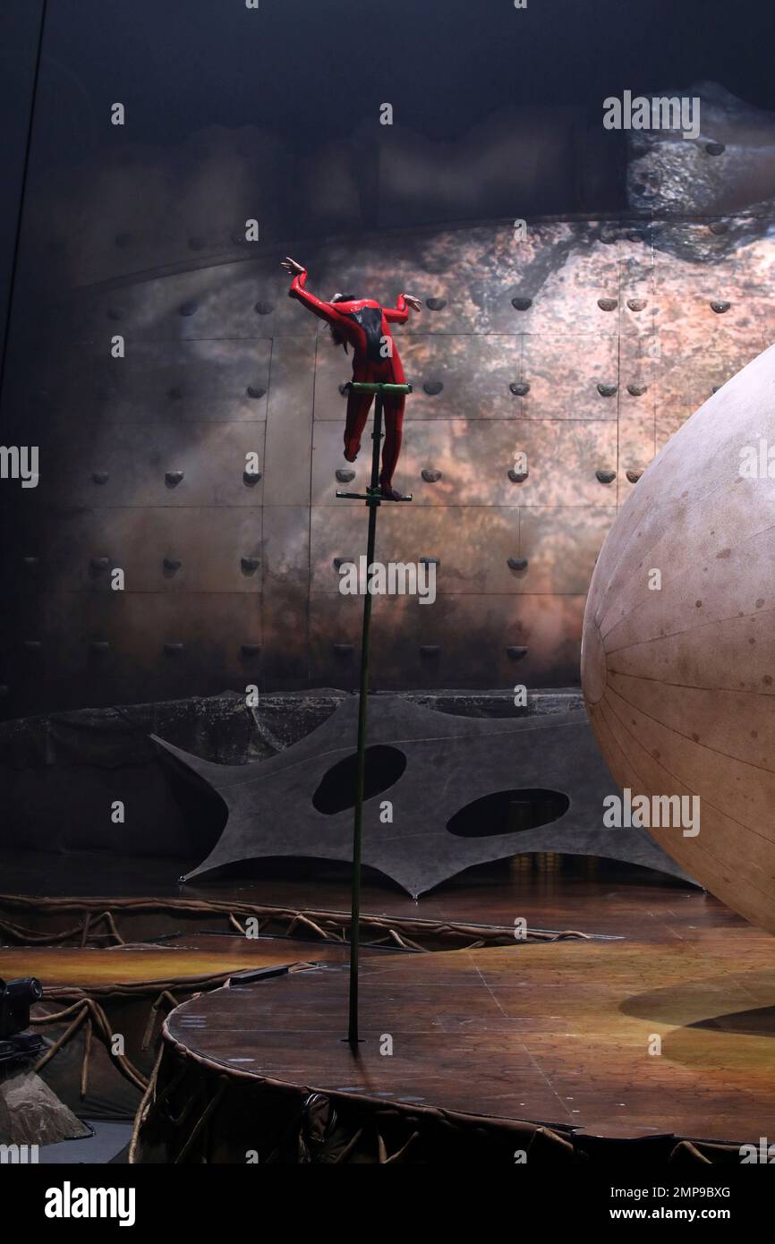 An acrobat from Cirque Du Soleil rehearses for the UK debut of their ...