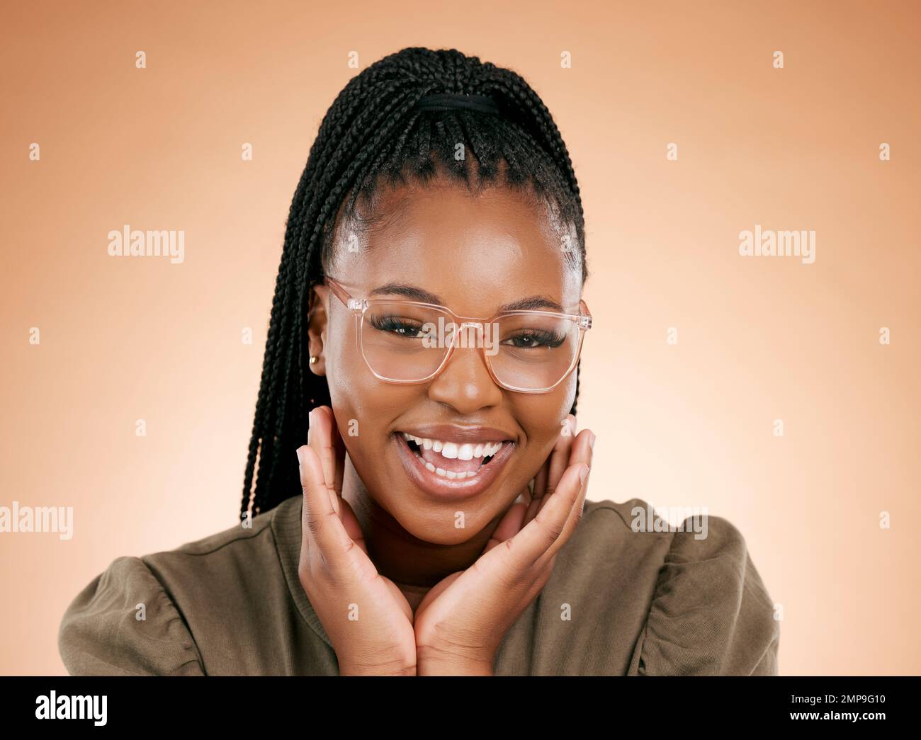 Black woman, fashion and retail frame portrait of a young person smile ...