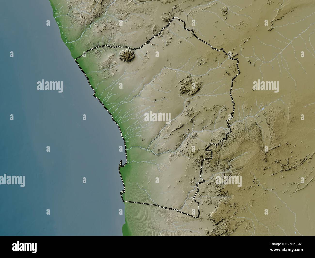 Erongo, region of Namibia. Elevation map colored in wiki style with ...