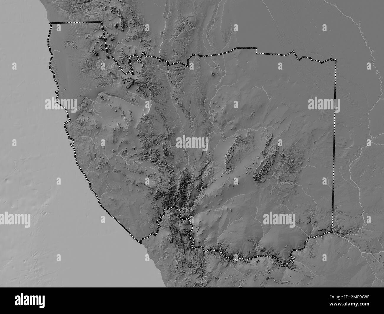!Karas, region of Namibia. Bilevel elevation map with lakes and rivers ...