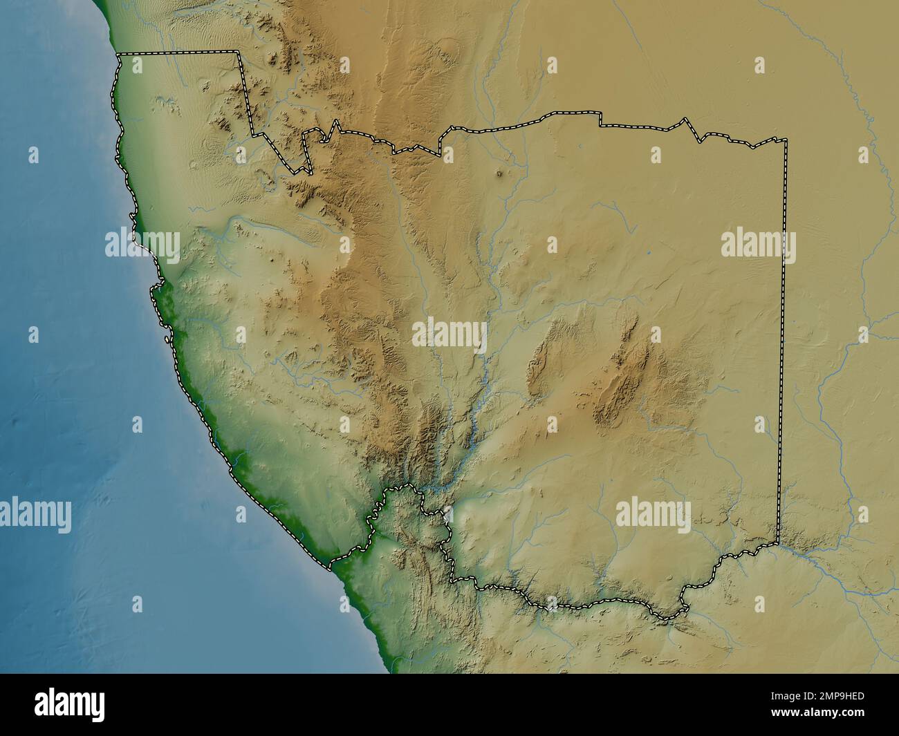 !Karas, region of Namibia. Colored elevation map with lakes and rivers ...