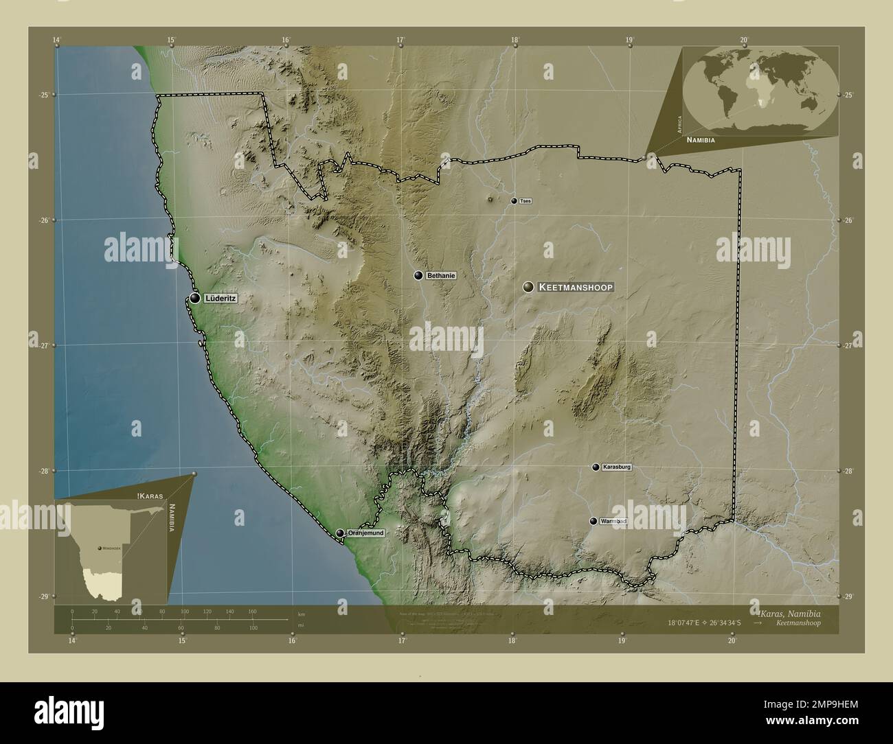!Karas, region of Namibia. Elevation map colored in wiki style with ...