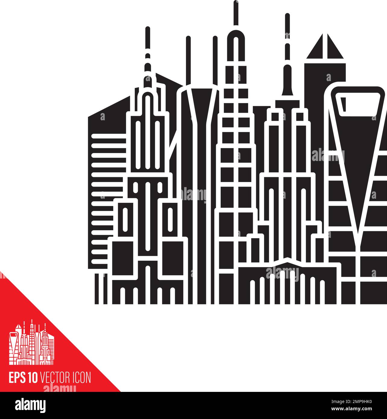 Downtown district with skyscrapers vector glyph icon Stock Vector Image ...