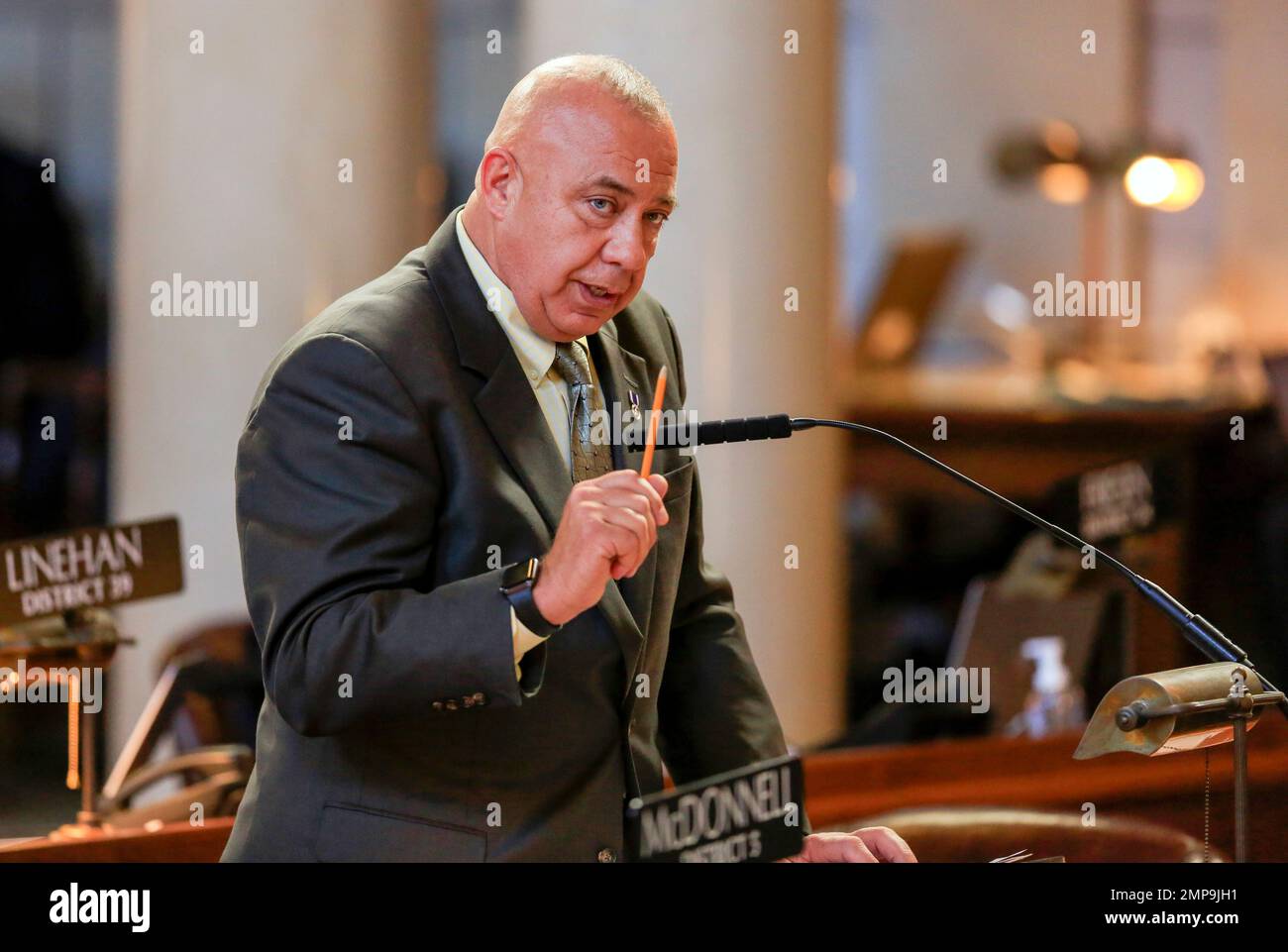 Neb. State Sen. Tom Brewer of Gordon speaks during debate, Monday, Jan ...