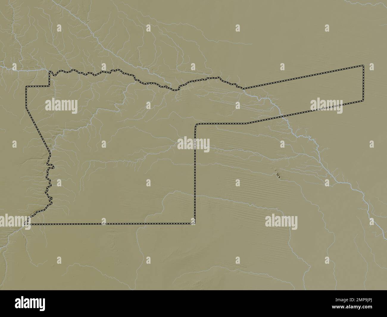 Kavango East, region of Namibia. Elevation map colored in wiki style ...