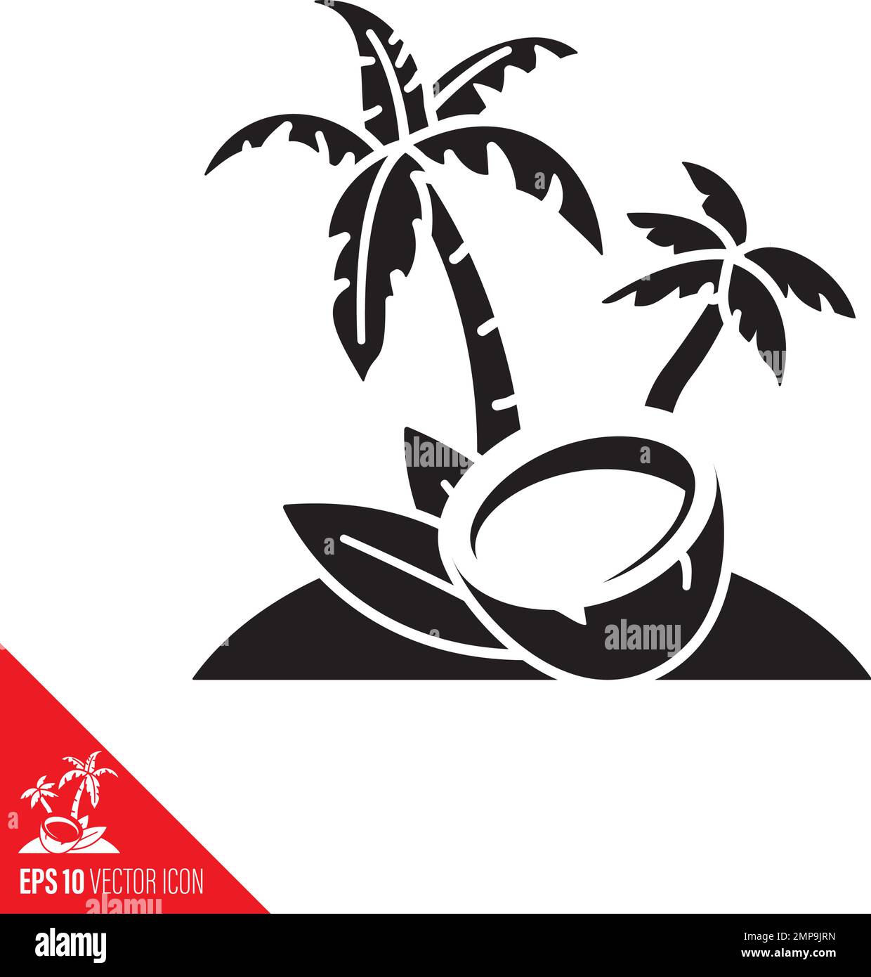 Tropical island with coconuts and palm trees vector icon Stock Vector ...