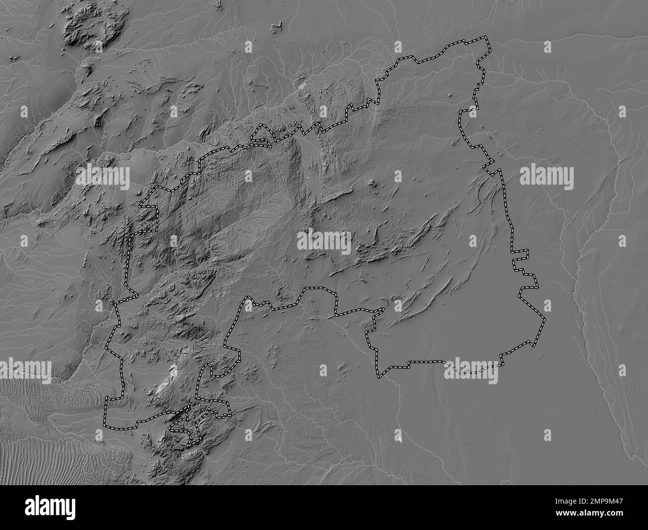 Khomas, region of Namibia. Bilevel elevation map with lakes and rivers ...