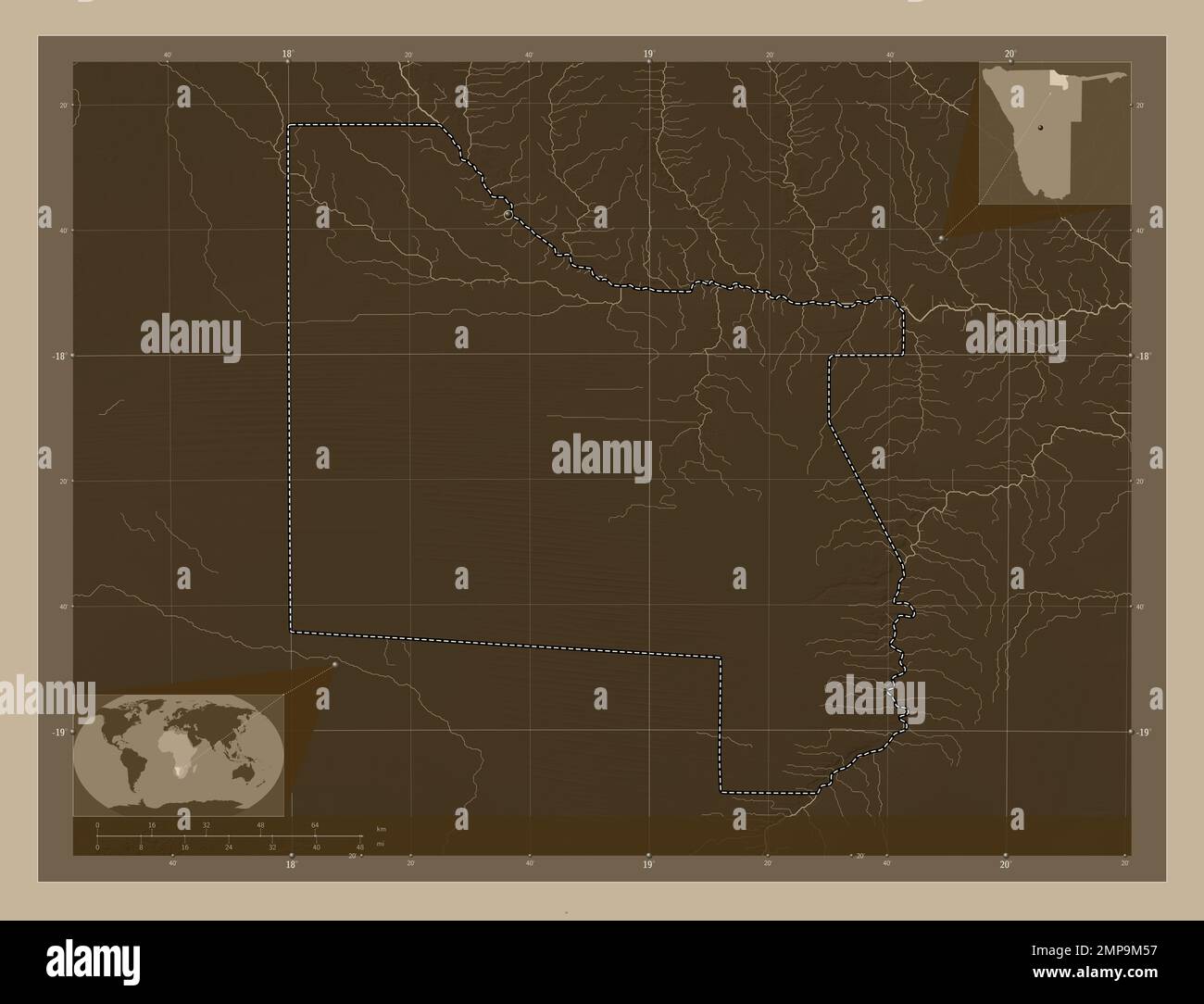 Kavango outline map hi-res stock photography and images - Alamy