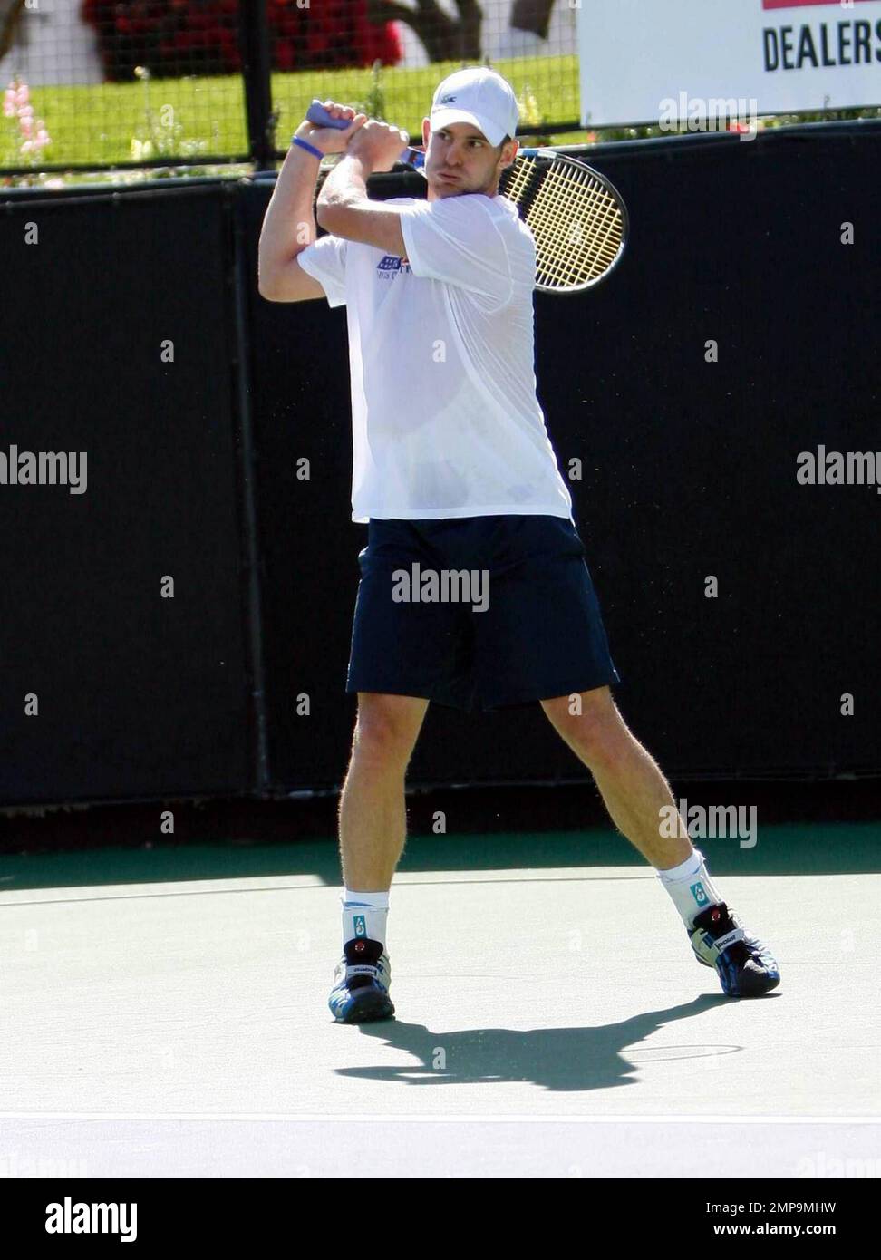 Tennis champion Andy Roddick gets in a practice session at the La Quinta Resort & Club in Palm ...