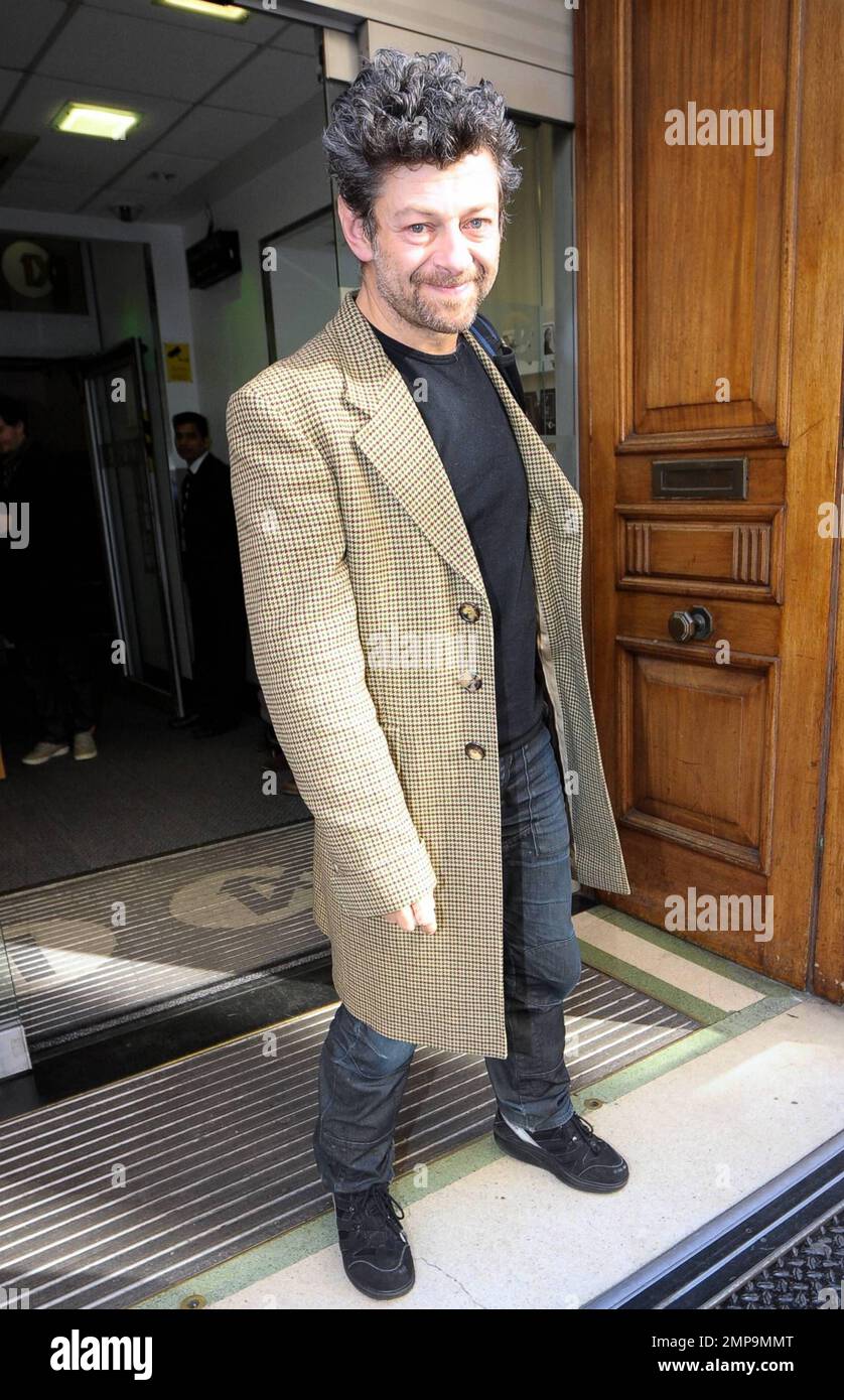 Andy Serkis poses for photos as he leaves BBC Radio 1 after making an appearance in promotion of ...