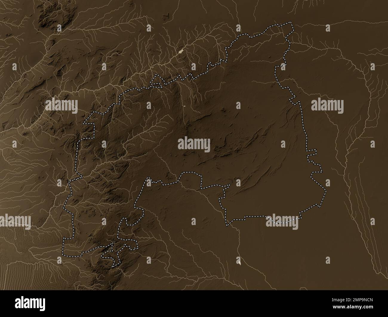 Khomas, region of Namibia. Elevation map colored in sepia tones with ...