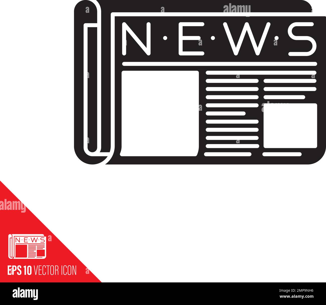 Rolled newspaper vector glyph icon. Media symbol Stock Vector Image ...