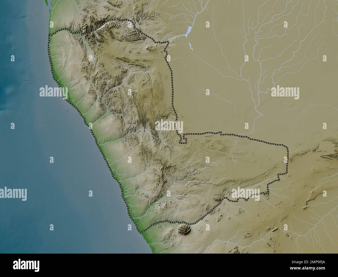 Kunene, region of Namibia. Elevation map colored in wiki style with ...