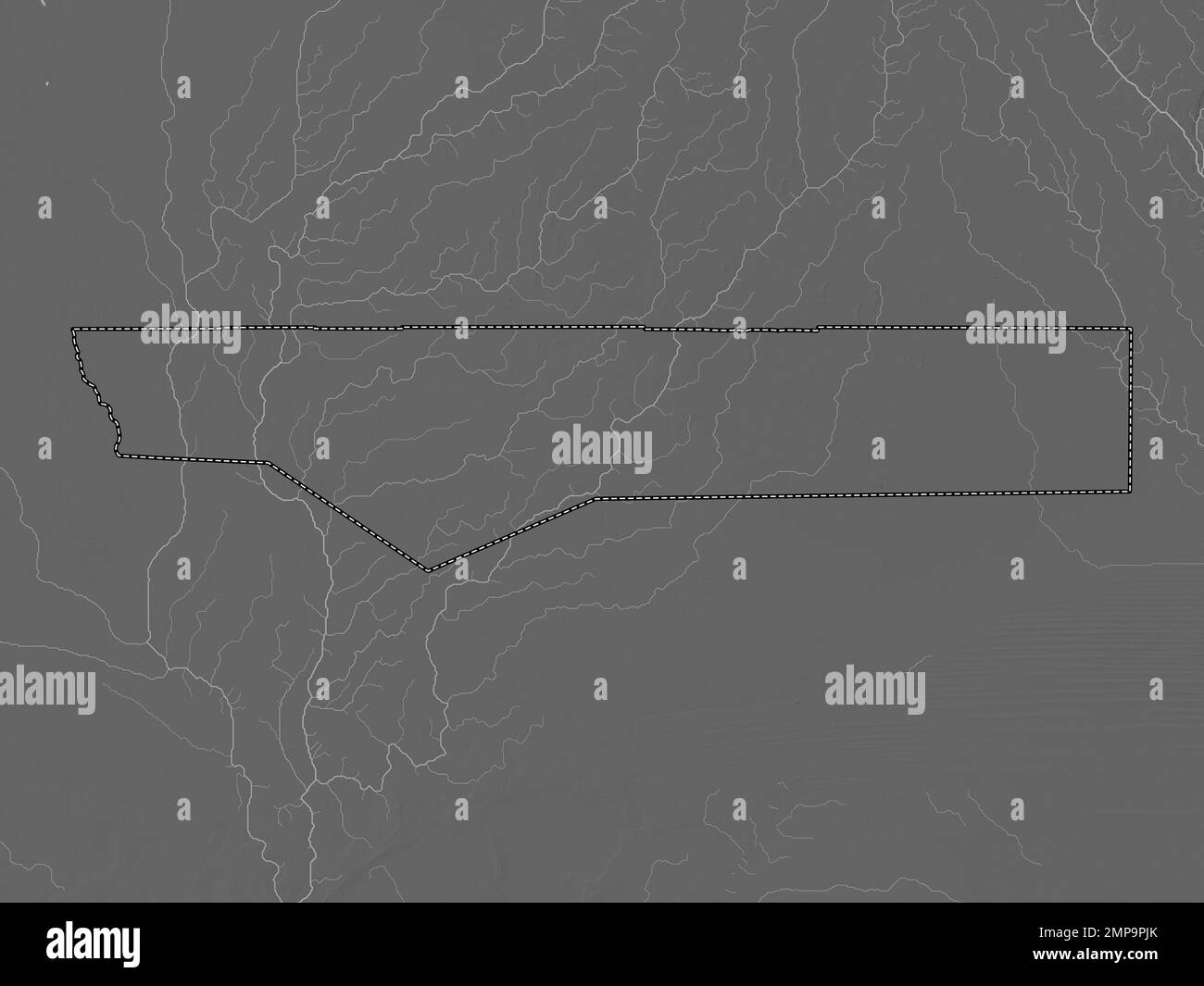 Ohangwena, region of Namibia. Grayscale elevation map with lakes and ...