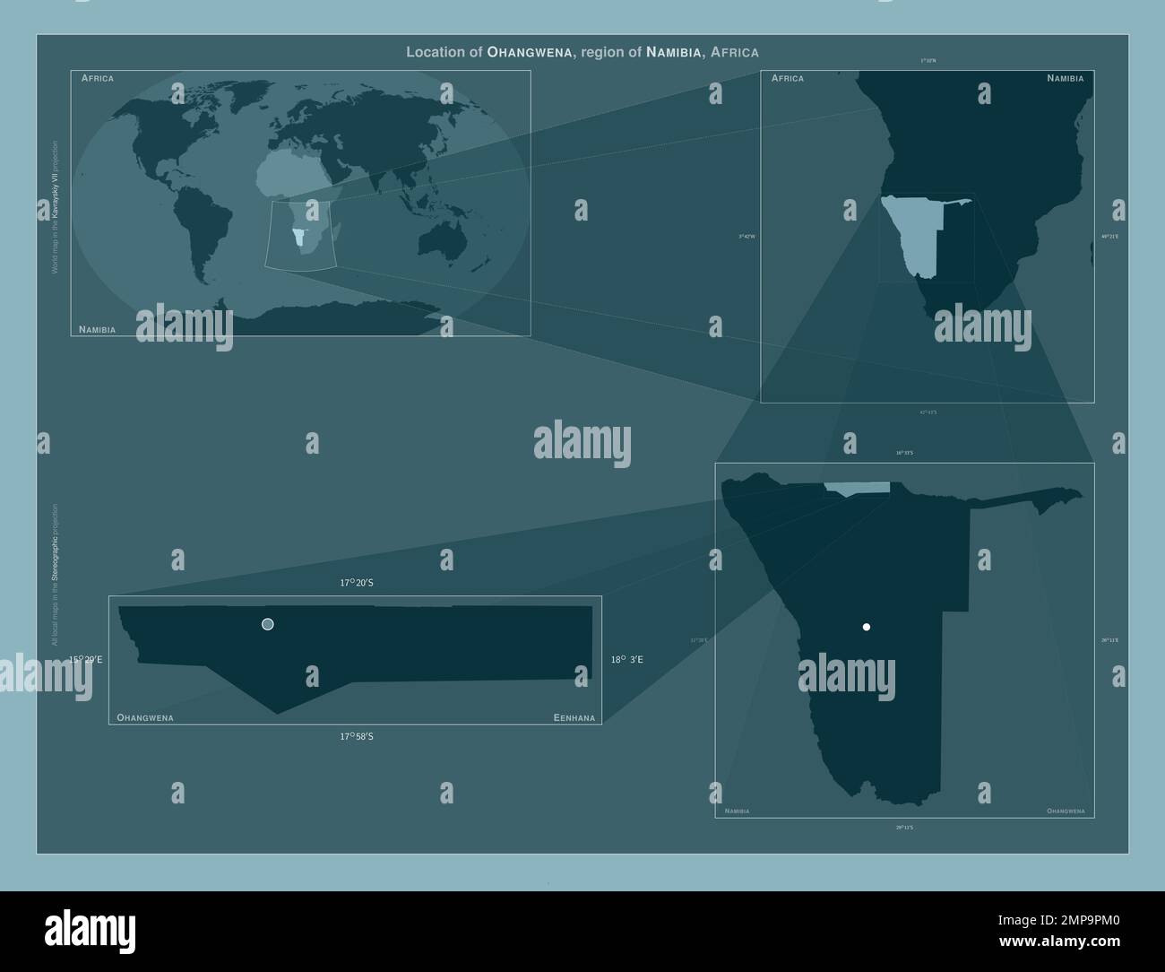 Ohangwena, region of Namibia. Diagram showing the location of the ...