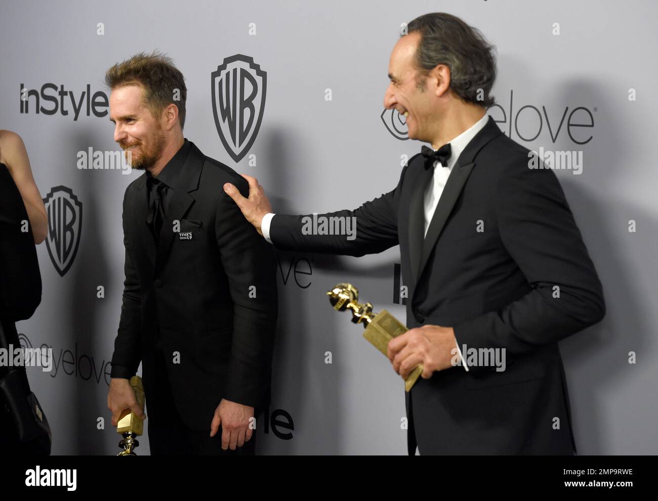 Sam Rockwell, left, winner of the award for best performance by an ...