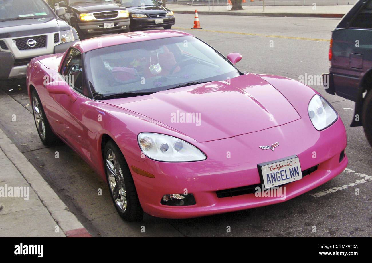 Model and actress Angelyne wears a wildly colorful and outrageous ...