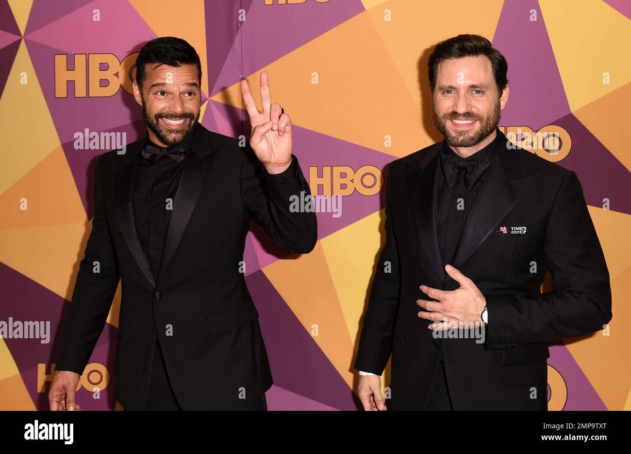 Ricky Martin, left, and Edgar Ramirez arrive at the HBO Golden Globes ...