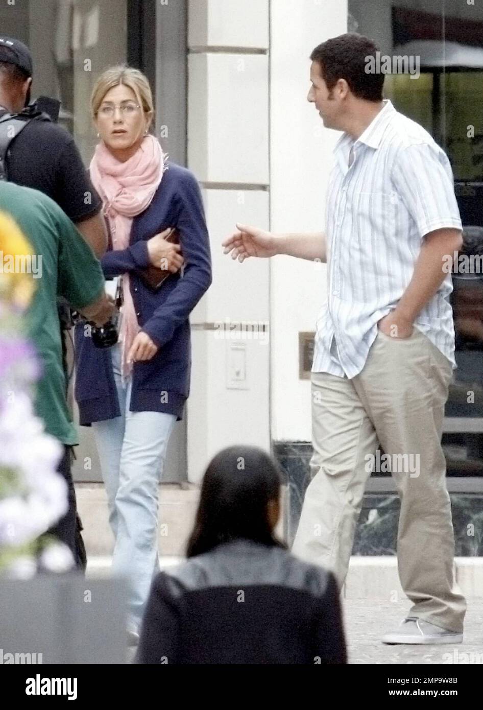 Jennifer Aniston and Adam Sandler film a scene for their upcoming film ...