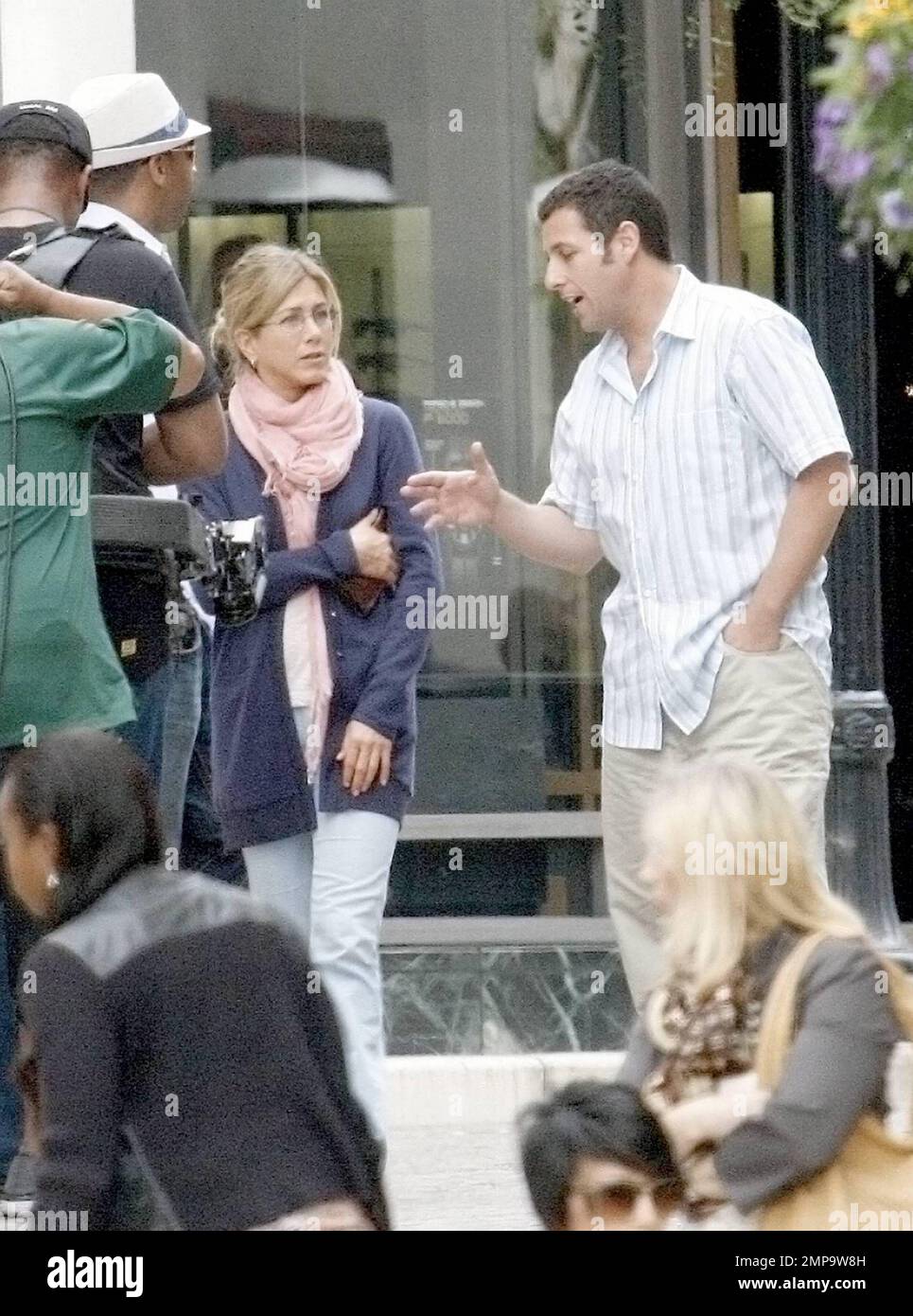 Jennifer Aniston and Adam Sandler film a scene for their upcoming film ...