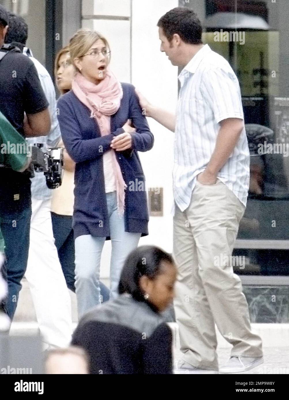 Jennifer Aniston and Adam Sandler film a scene for their upcoming film ...