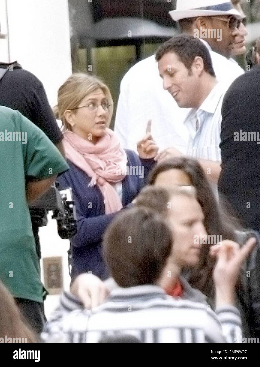 Jennifer Aniston and Adam Sandler film a scene for their upcoming film ...