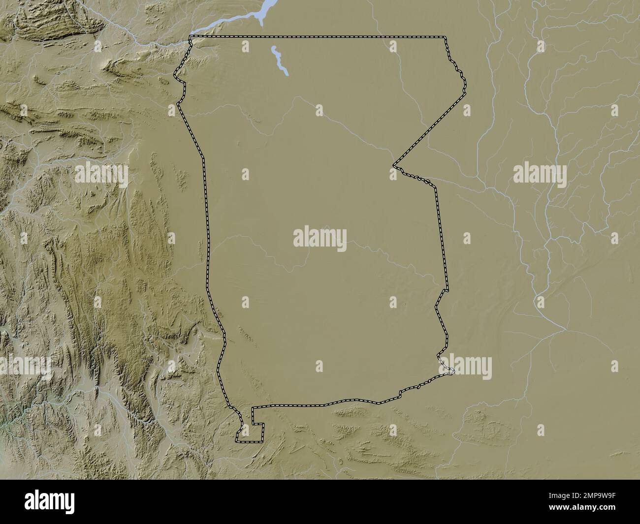 Omusati, region of Namibia. Elevation map colored in wiki style with ...