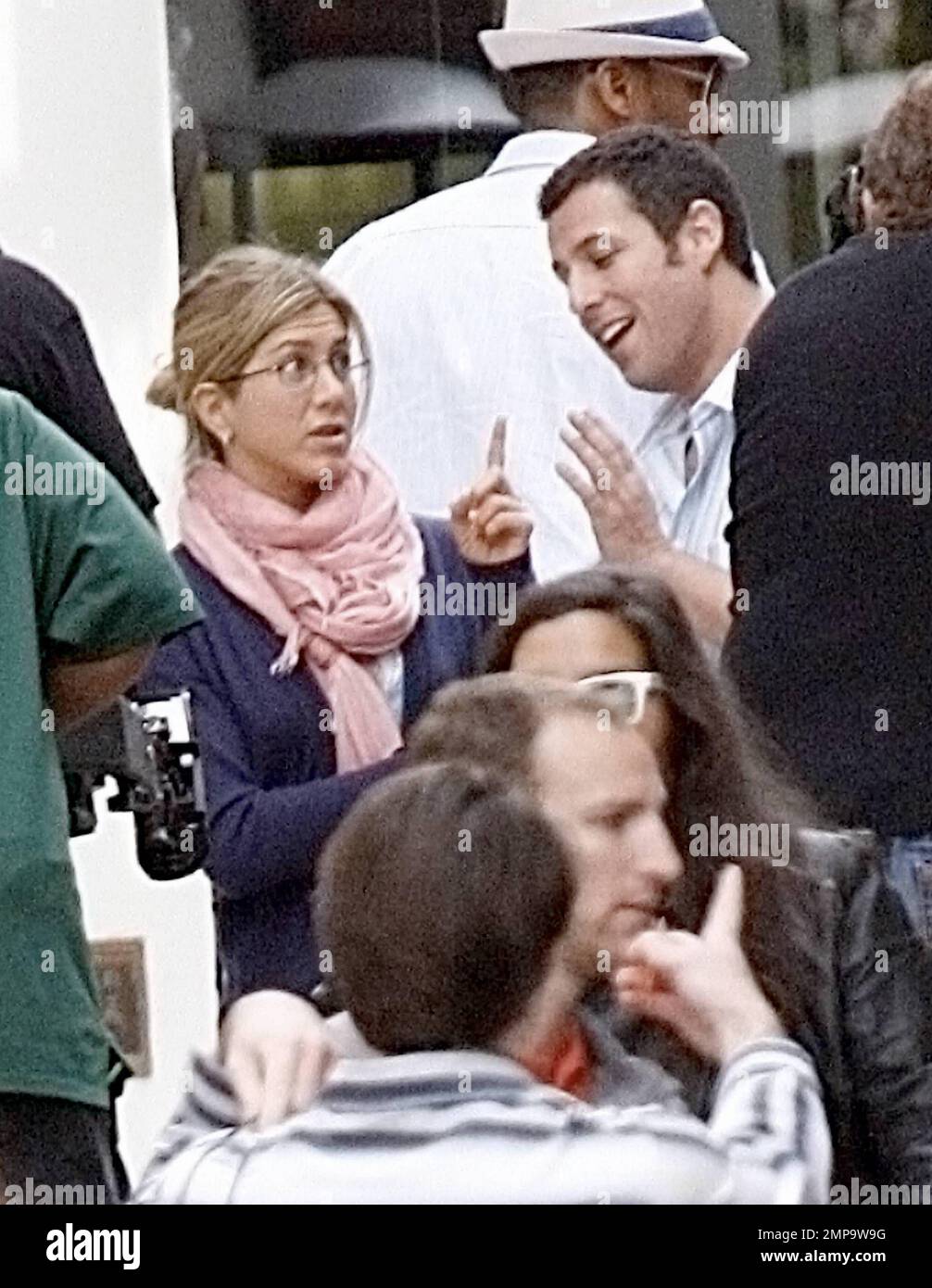 Jennifer Aniston and Adam Sandler film a scene for their upcoming film ...
