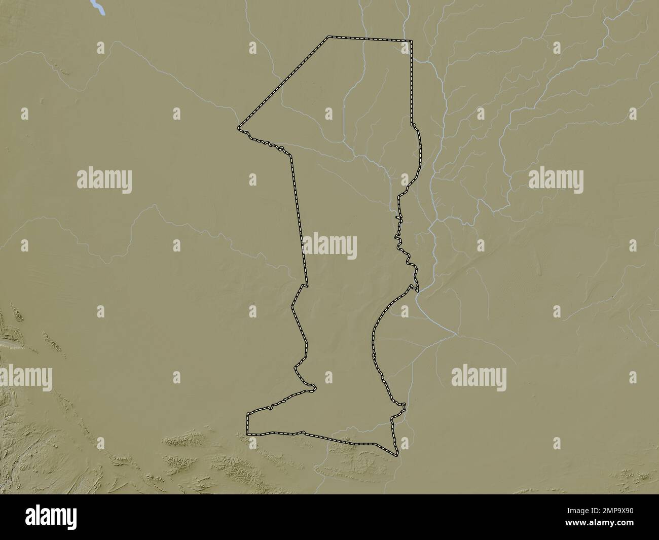 Oshana, region of Namibia. Elevation map colored in wiki style with ...