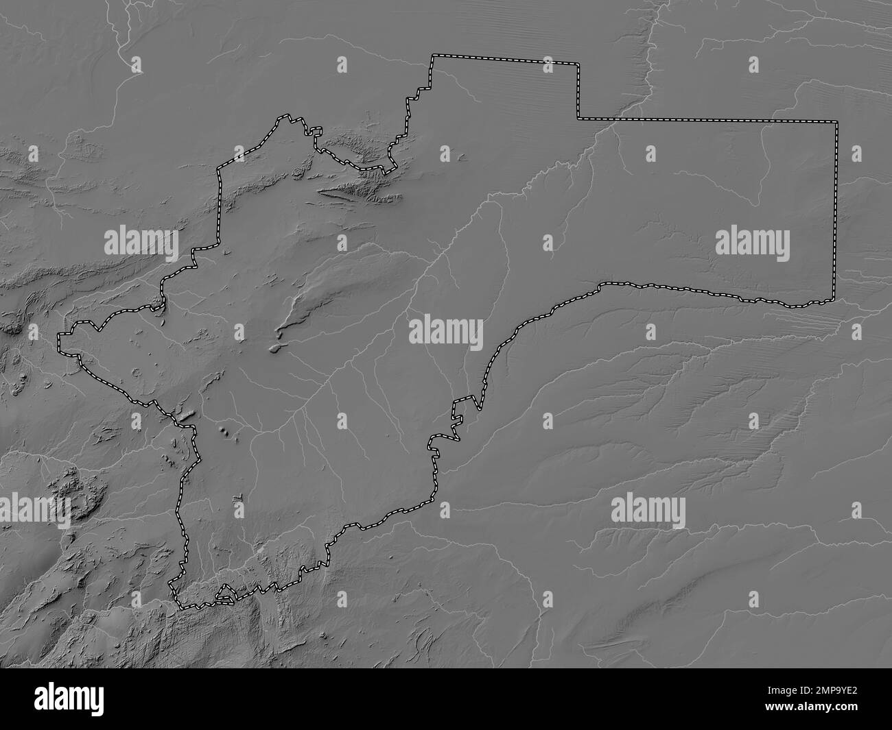 Otjozondjupa, region of Namibia. Bilevel elevation map with lakes and ...