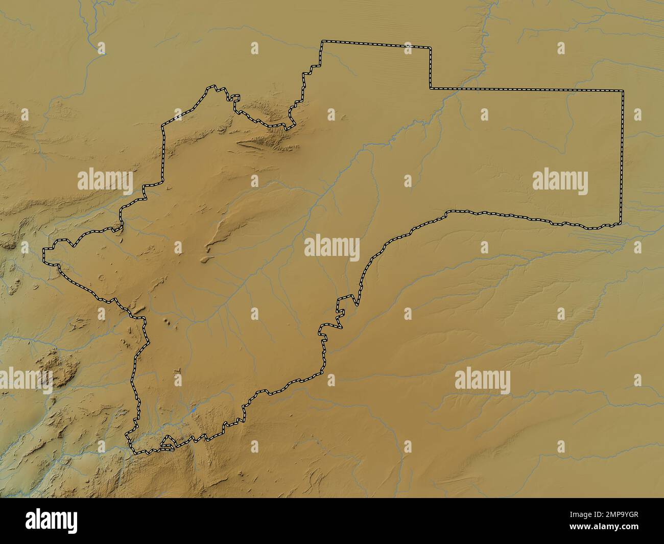Otjozondjupa, region of Namibia. Colored elevation map with lakes and ...
