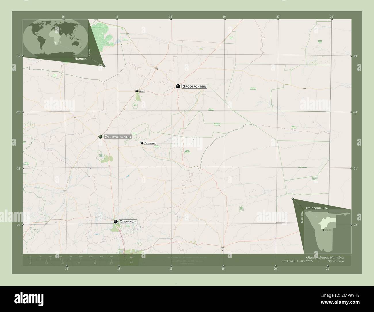 Otjozondjupa, region of Namibia. Open Street Map. Locations and names ...