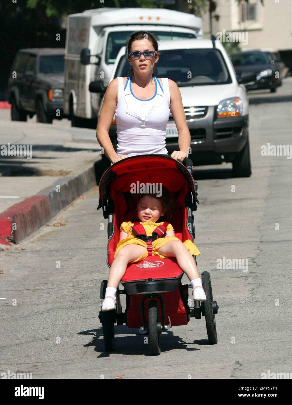 British actress and "Pushing Daisies" star Anna Friel jogs around her ...