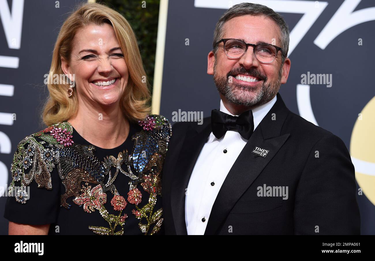 Nancy Carell, left, and Steve Carell arrive at the 75th annual Golden ...