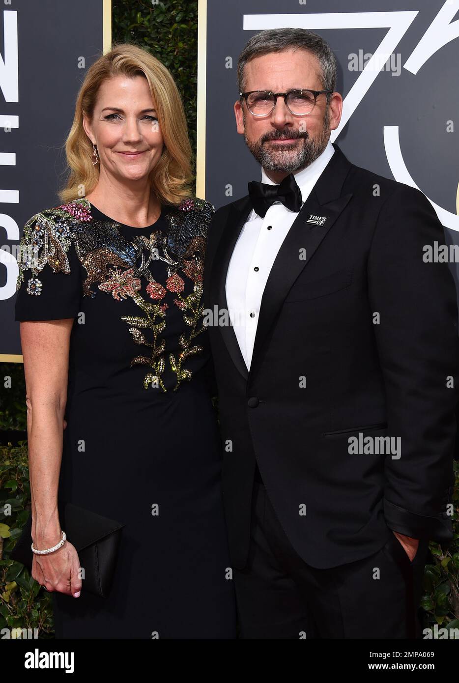 Nancy Carell, left, and Steve Carell arrive at the 75th annual Golden ...