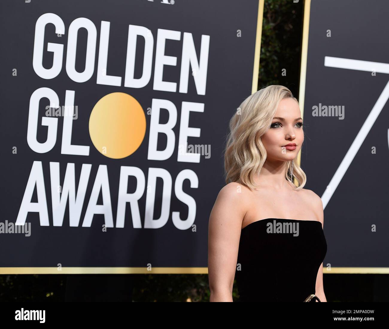 Dove Cameron arrives at the 75th annual Golden Globe Awards at the ...