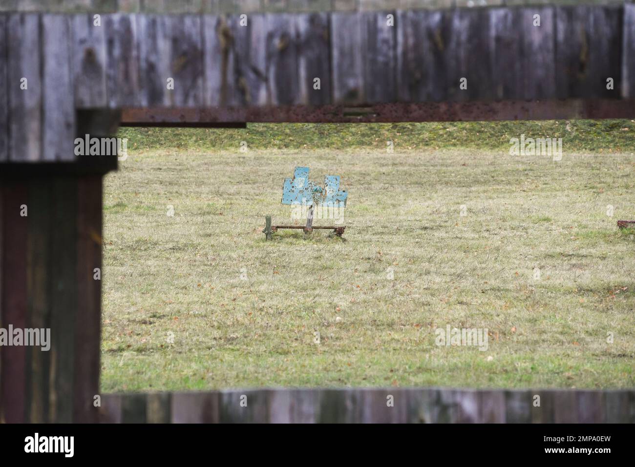Old outdoor shooting range for long guns Stock Photo - Alamy