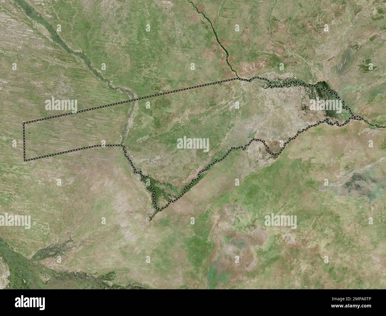 Zambezi, region of Namibia. High resolution satellite map Stock Photo ...